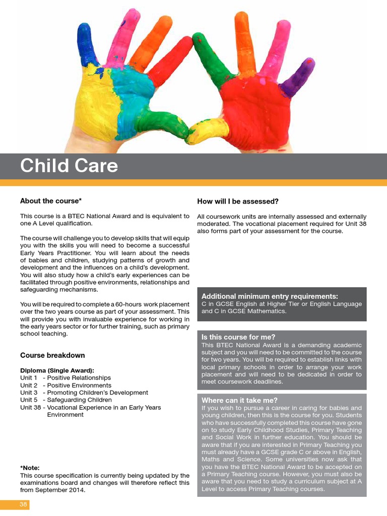 Level 3 - Childcare | PDF | Vocational Education | Educational Assessment
