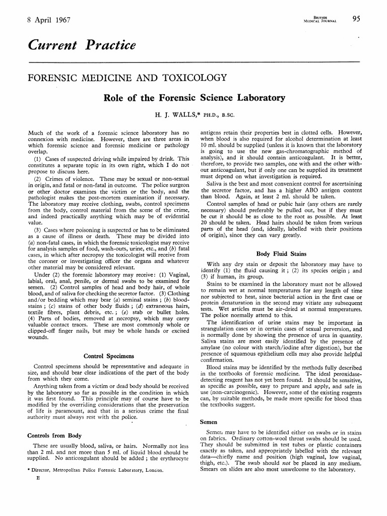 Current Practice: and Toxicology Role of The Laboratory | PDF ...