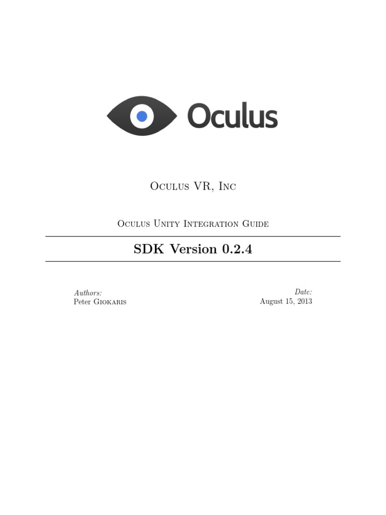 Oculus Unity Integration Guide | PDF | Rendering (Computer Graphics ...