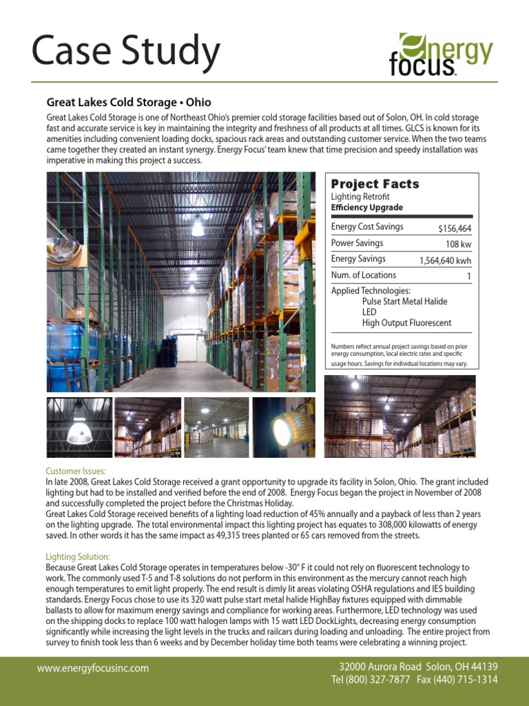 Great Lakes Cold Storage LED Lighting Case Study | PDF | Lighting ...
