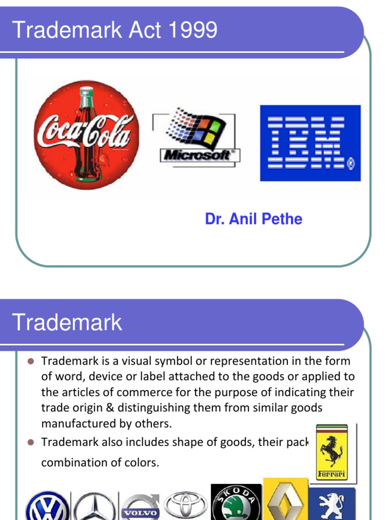 Trademark Act 1999: Dr. Anil Pethe | Download Free PDF | Trademark ...