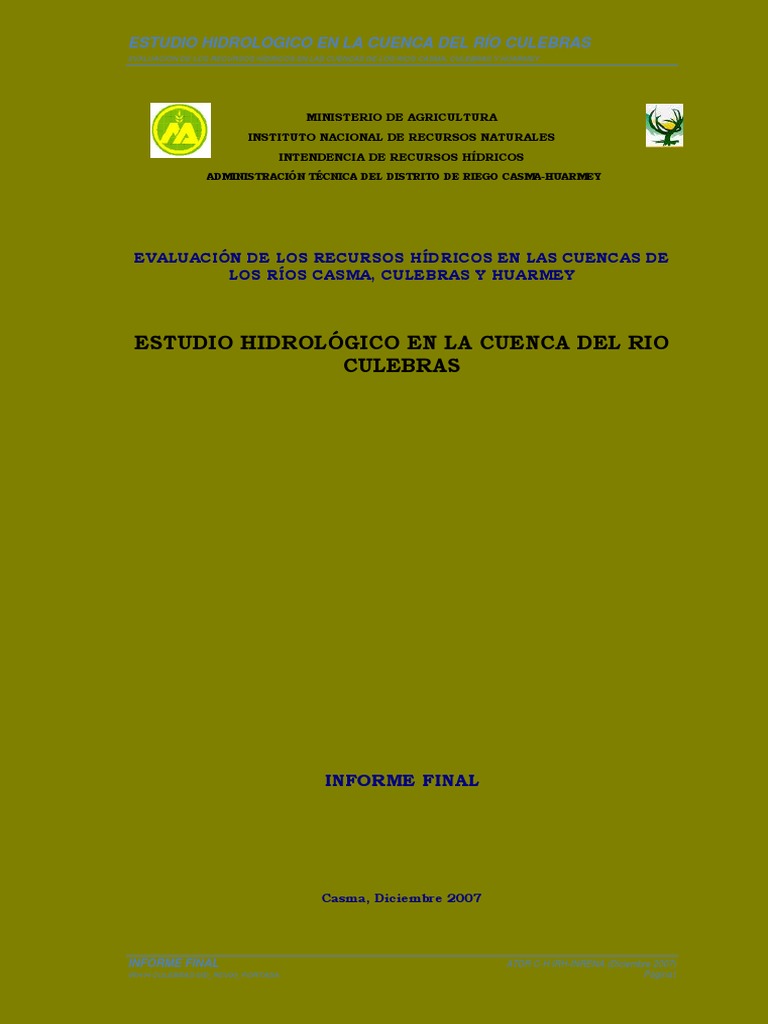 Informe Culebras | PDF | Cuenca de drenaje | Hidrología