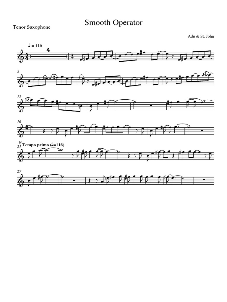 Smooth Operator Sax Tenor Tenor Saxophone | PDF