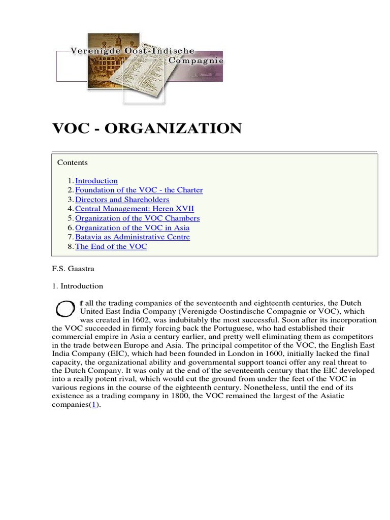 Voc - Organization: F All The Trading Companies of The Seventeenth and ...