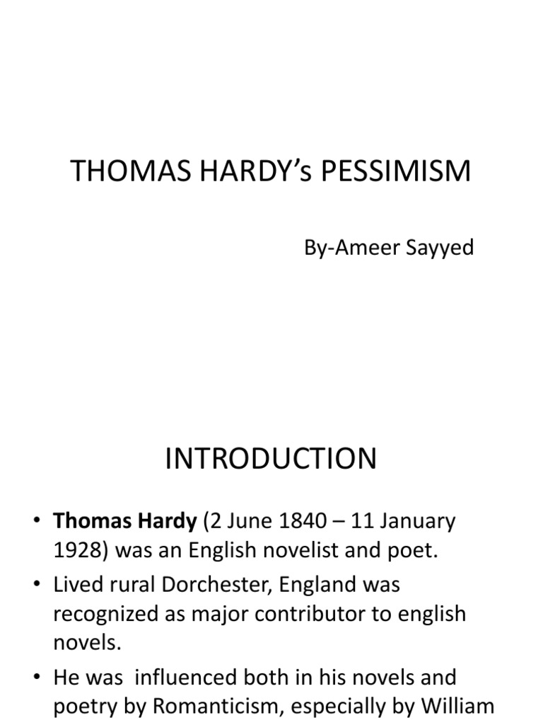 An Analysis of Thomas Hardy's Pessimistic Views as Depicted in Jude the ...