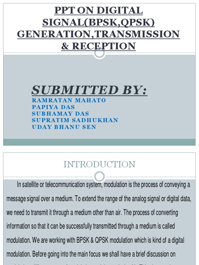 Report On Digital Signal (BPSK, QPSK) Generation, Transmission & Reception | PDF | Modulation ...