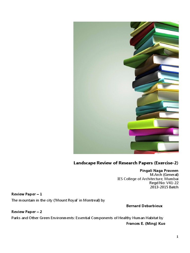 Landscape Review of Research Papers (Exercise-2) : Pingali Naga Praveen ...