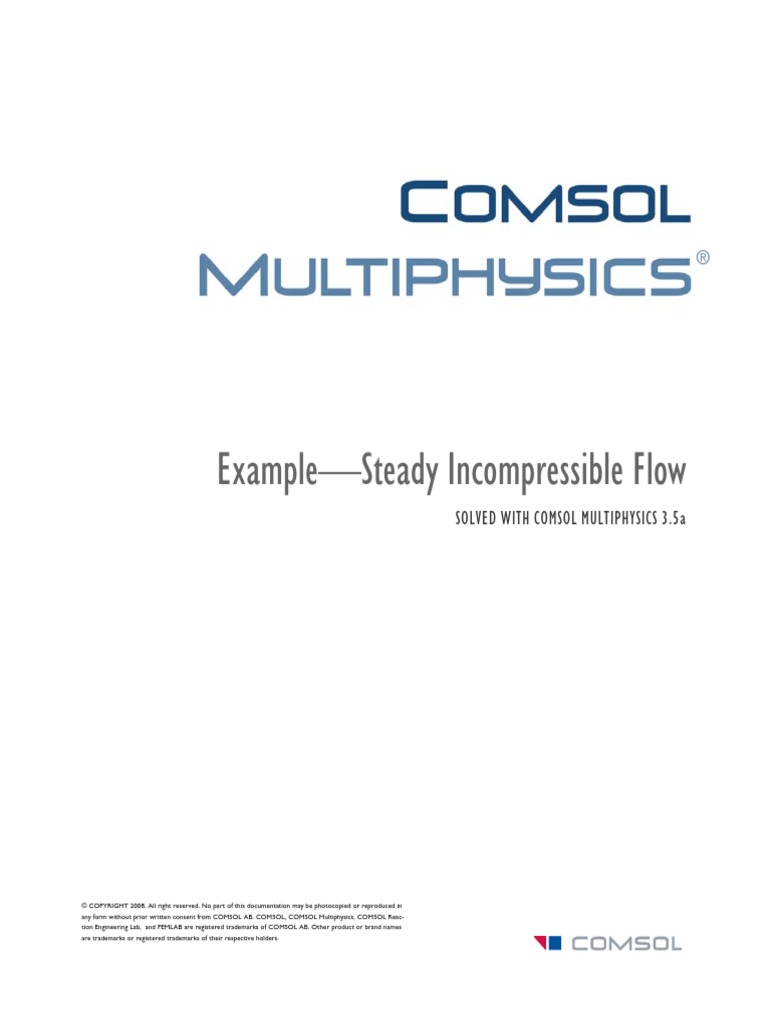 Example-Steady Incompressible Flow: Solved With Comsol Multiphysics 3 ...