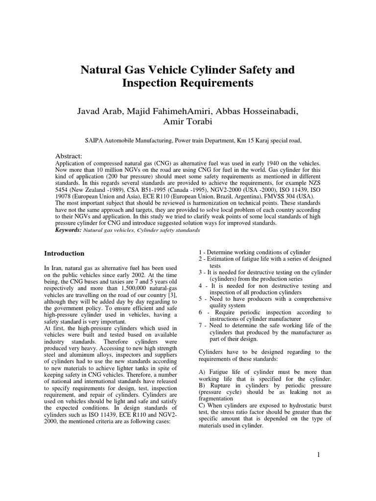 NGV PNatural Gas Vehicle Cylinder Safety and Inspection Requirements ...