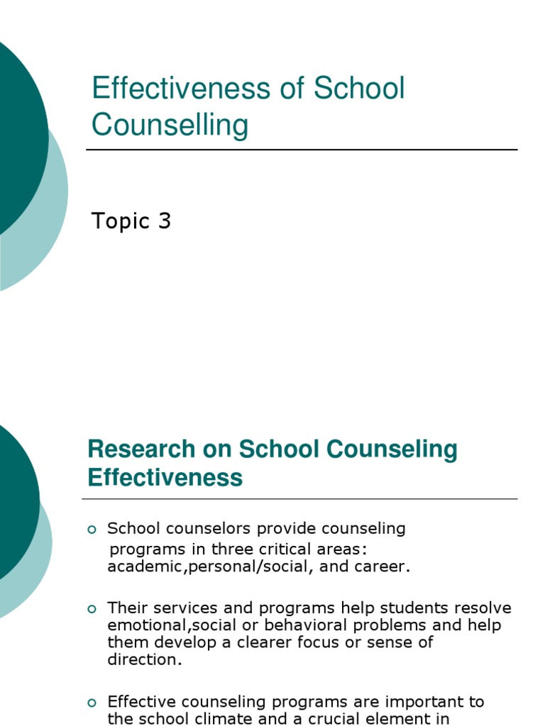 Topic 3 - Effectiveness of School Counselling | PDF | School Counselor ...