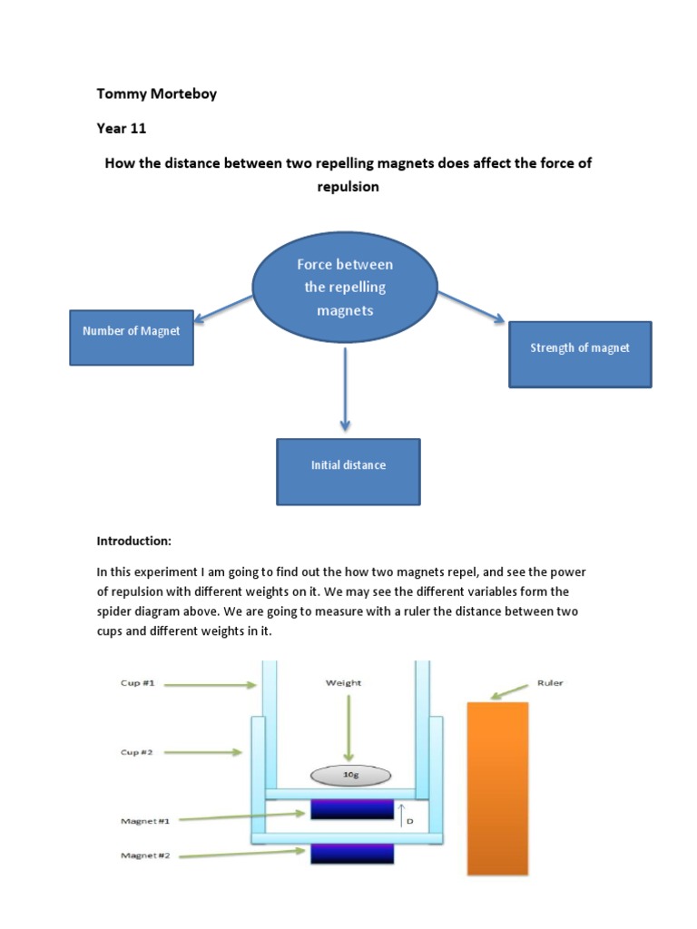 Magnet Repulsion Experiment | PDF | Mass | Magnet