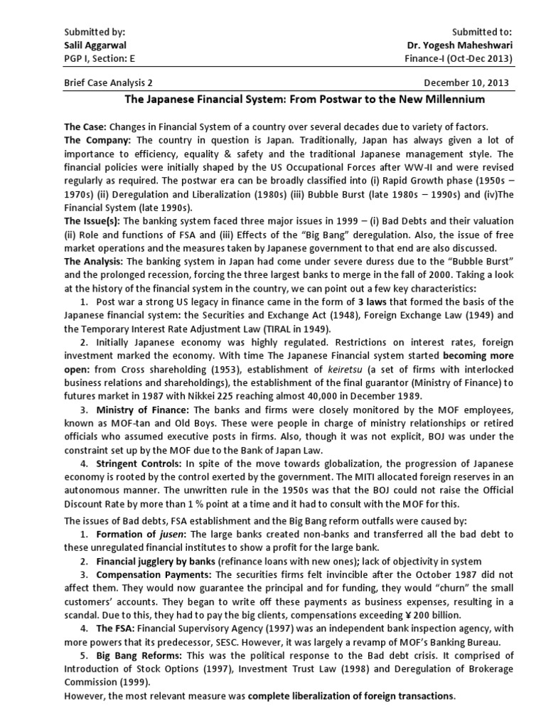 The Japanese Financial System | PDF | Banks | Bank Of Japan