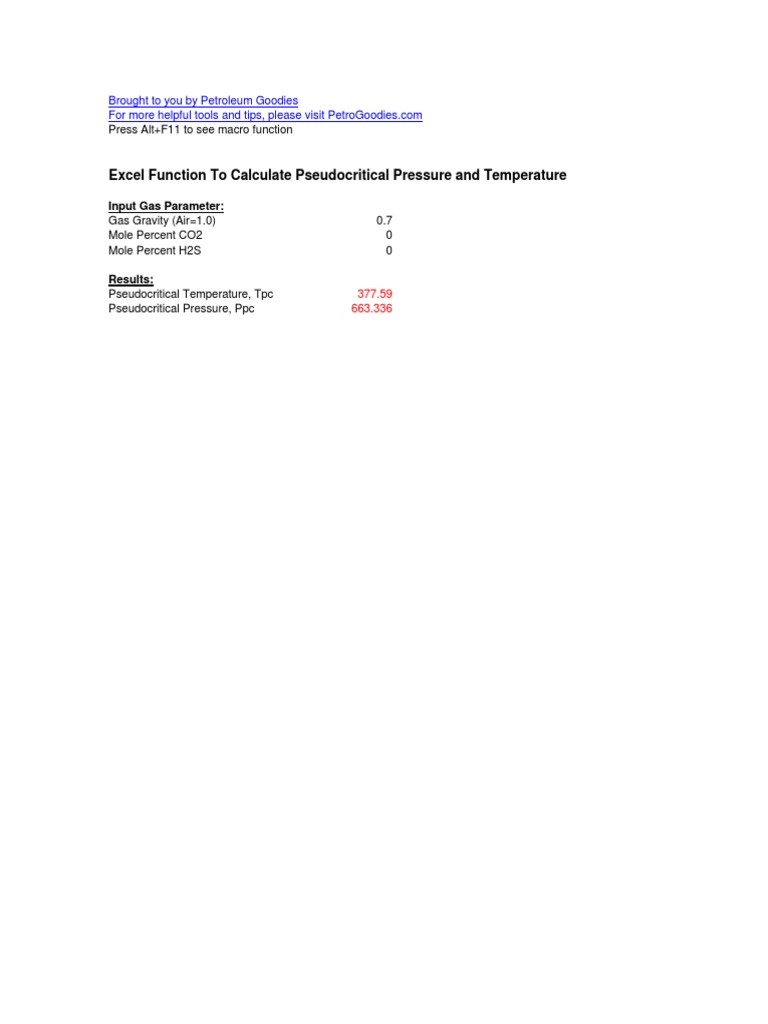 Calculate Pseudocritical Pressure and Temperature | PDF | Technology ...