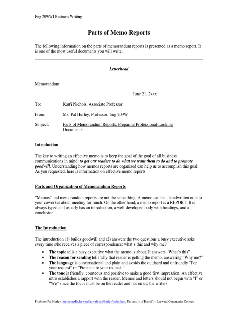 The Key Components of an Effective Memorandum Report | PDF | Memorandum ...