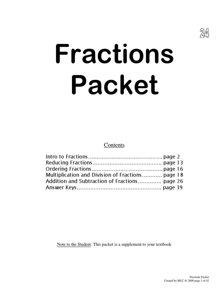All About Fractions Packet | PDF | Fraction (Mathematics) | Elementary ...