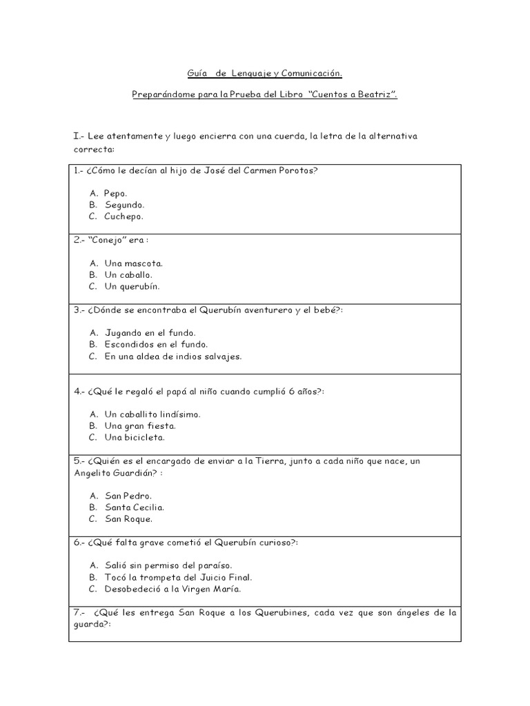 Guia Cuentos A Beatriz | PDF