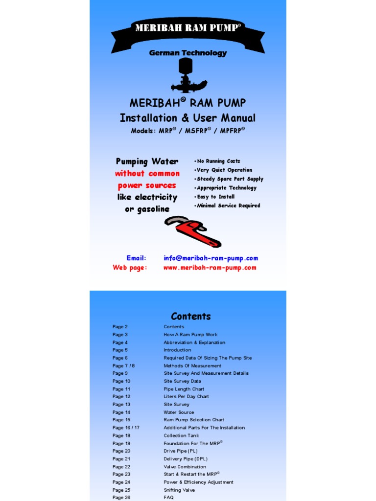Ram Pump - Installation Manual | PDF | Pump | Pipe (Fluid Conveyance)