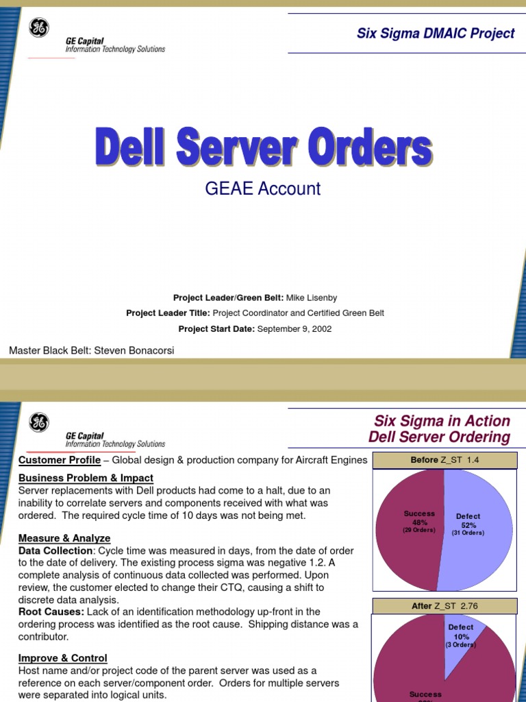 Dell Server Ordering Six Sigma Case Study | PDF