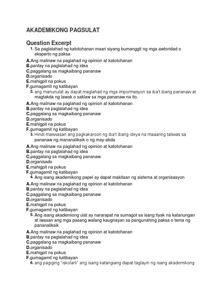 Akademikong Pagsulat | PDF