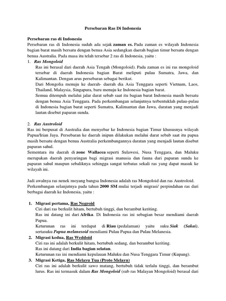 Persebaran Ras Di Indonesia 1 | PDF | Agama & Spiritualitas