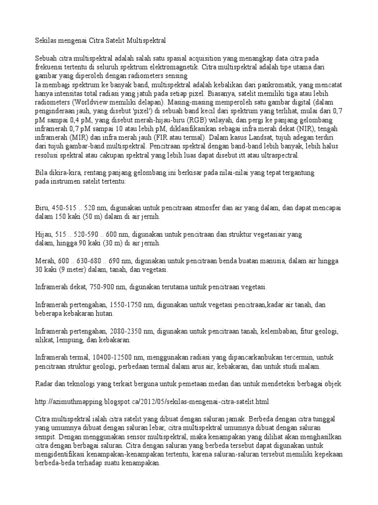 Citra Satelit Multispektral | PDF