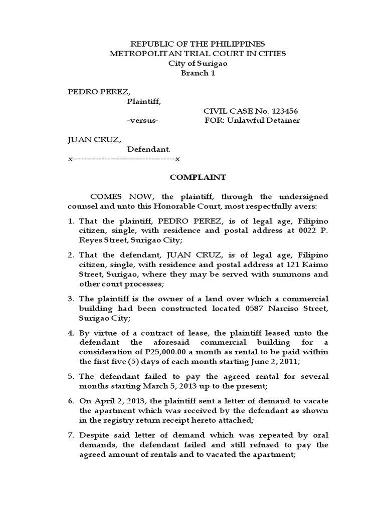 Civil Case - Summary | PDF | Lawsuit | Complaint Civil Case - Summary | PDF | Lawsuit | Complaint