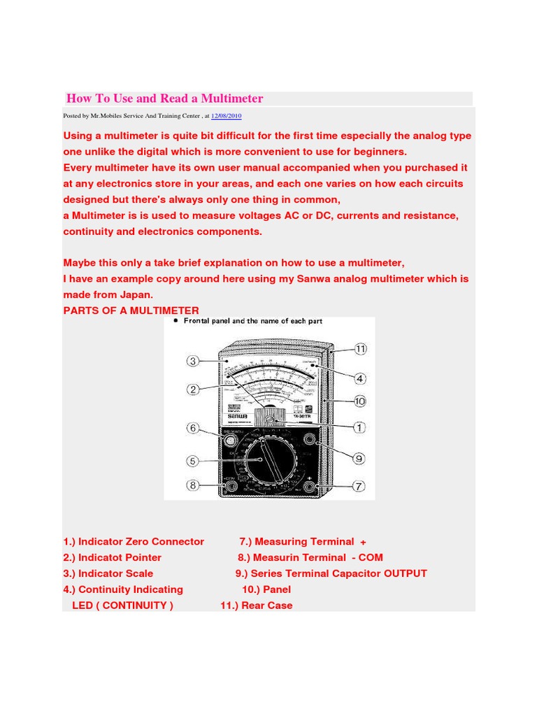 How to Read a Multimeter Guide | PDF | Fuse (Electrical) | Electric Current