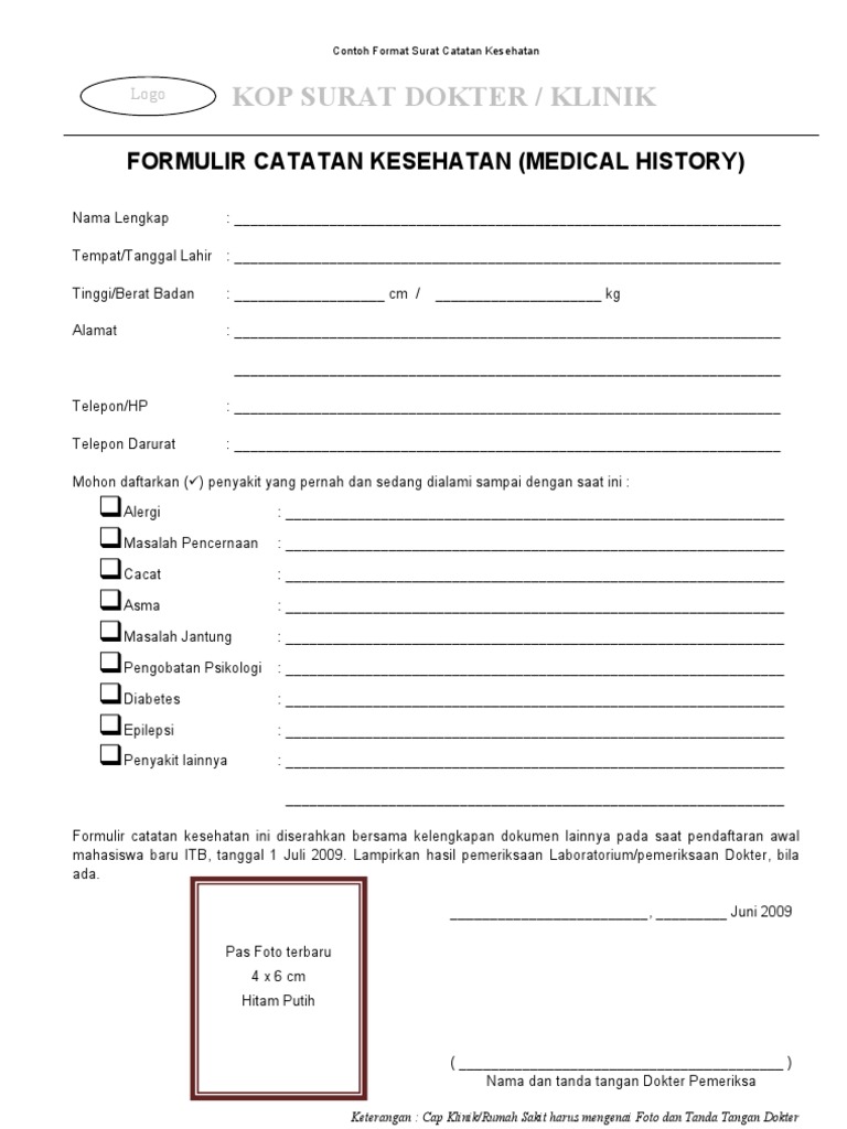 Formulir Catatan Kesehatan | PDF