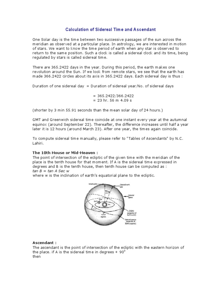 Calculation of Sidereal Time and Ascendant | Astronomy | Science