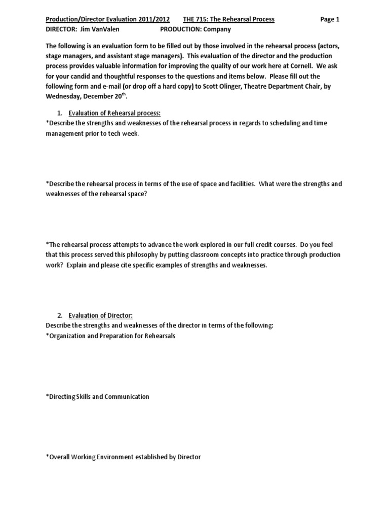 Production Evaluation Form | PDF