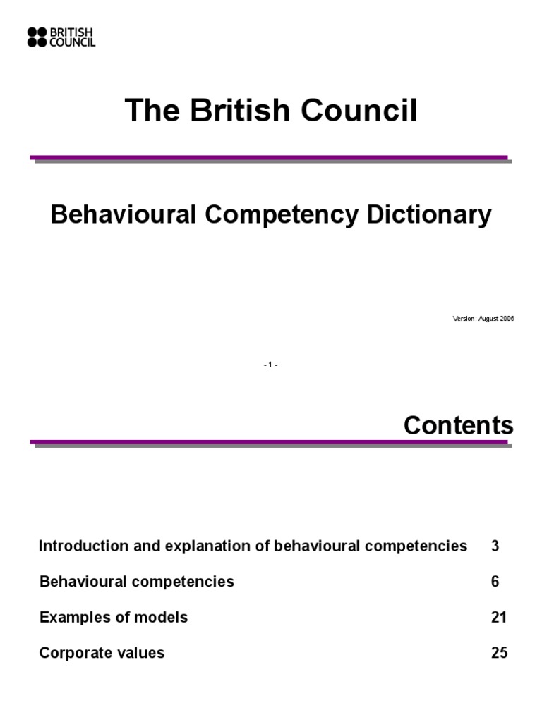 British Council Behavioural Competency Guide | PDF | Competence (Human ...