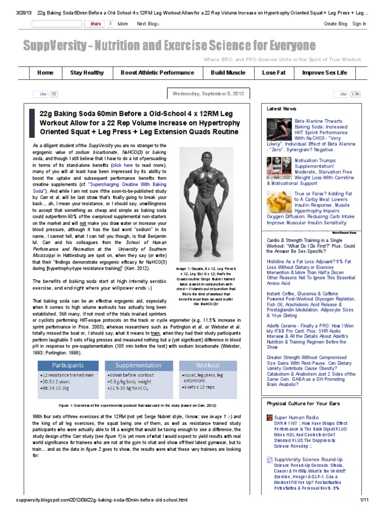 Baking Soda Boosts Leg Workout | PDF | Sodium Bicarbonate | Physical ...