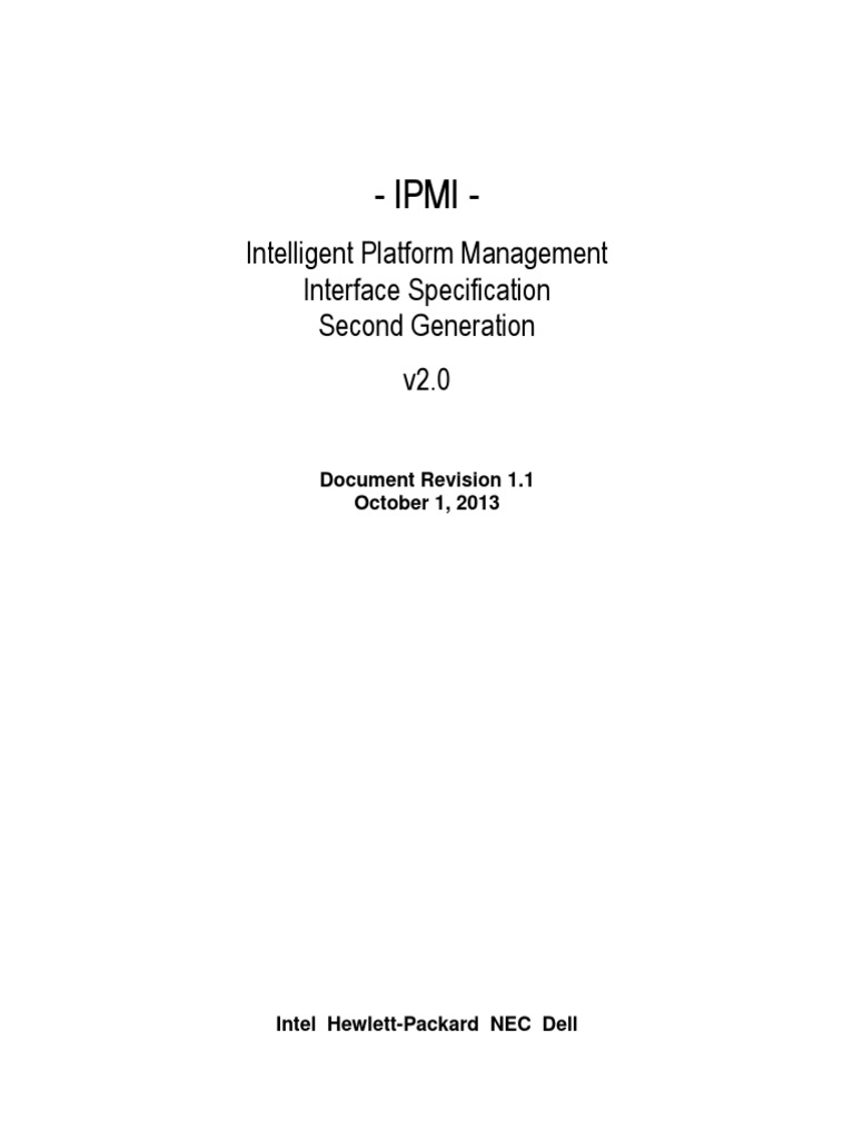IPMI Intelligent Platform Management Interface Specification Second Generation v2.0 | PDF | I ...