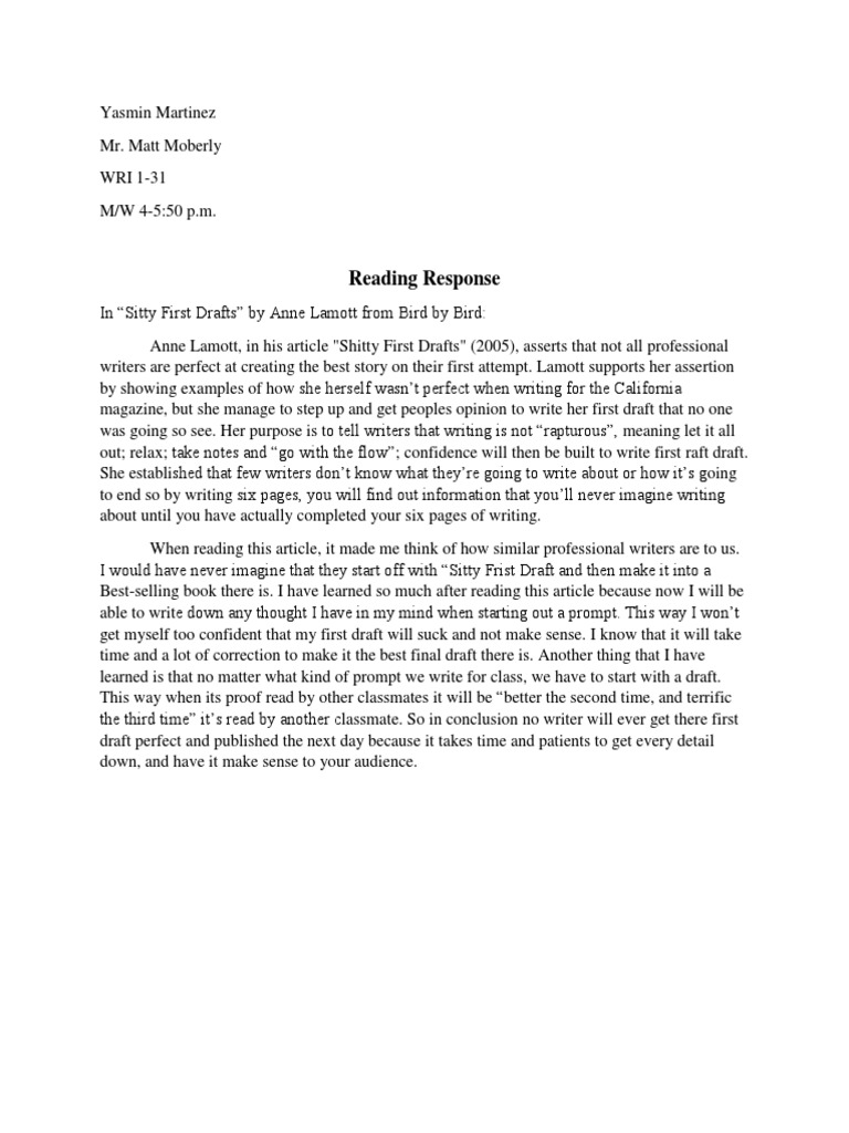 Shitty First Drafts RR | PDF