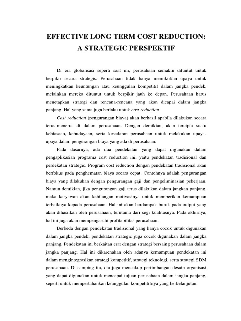 Effective Long Term Cost Reduction | PDF