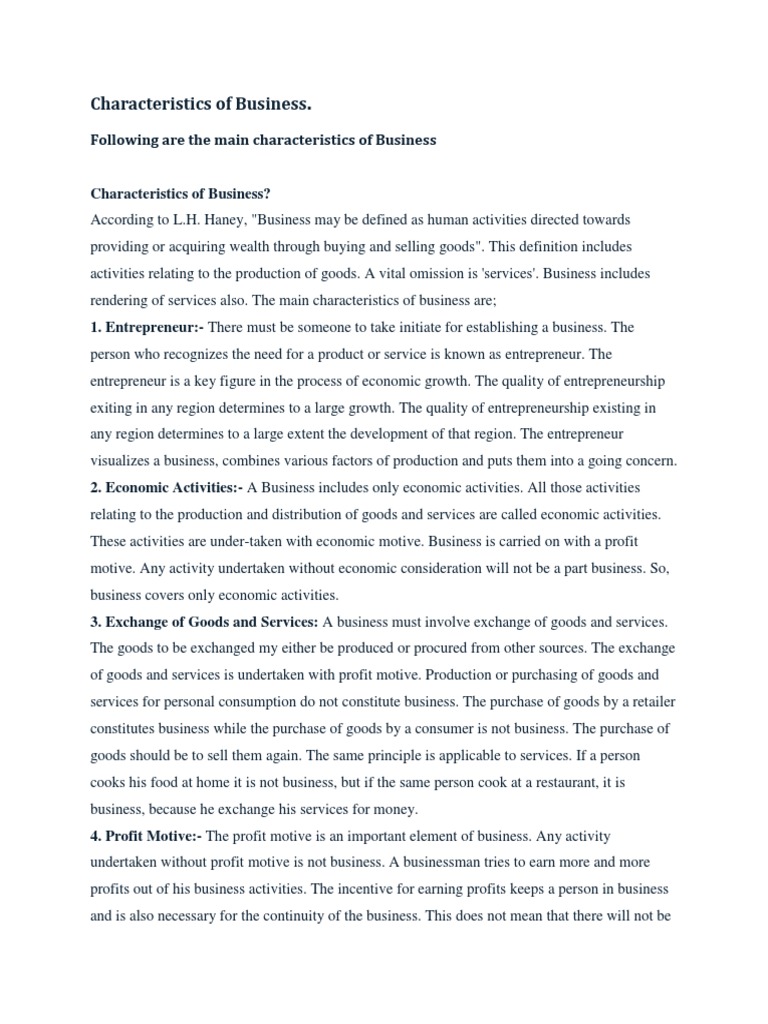 Characteristics of Business | PDF | Utility | Profit (Economics)