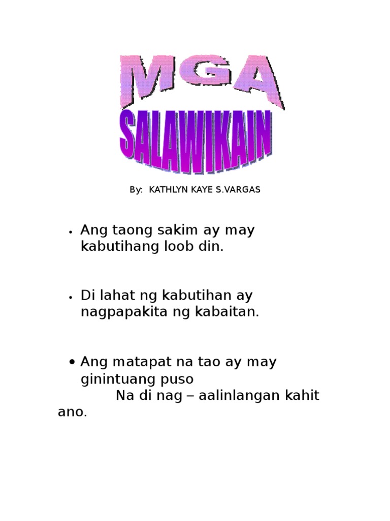 MGA SALAWIKAIN by Kathlyn Kaye Vargas | PDF