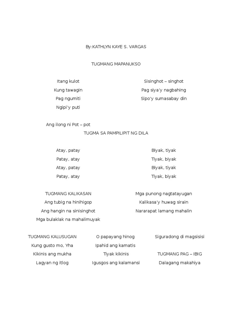 Tugmang Mapanukso Kaye Vargas | PDF