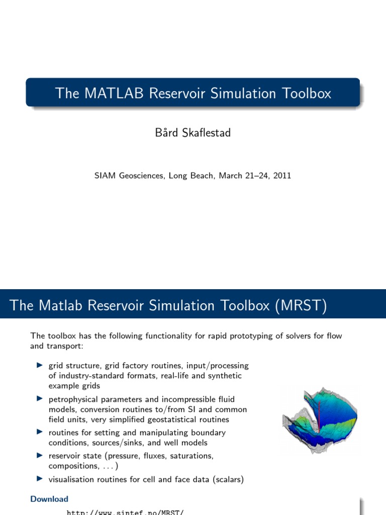2011-The Matlab Reservoir Simulation Toolbox | PDF | Matlab | Prototype