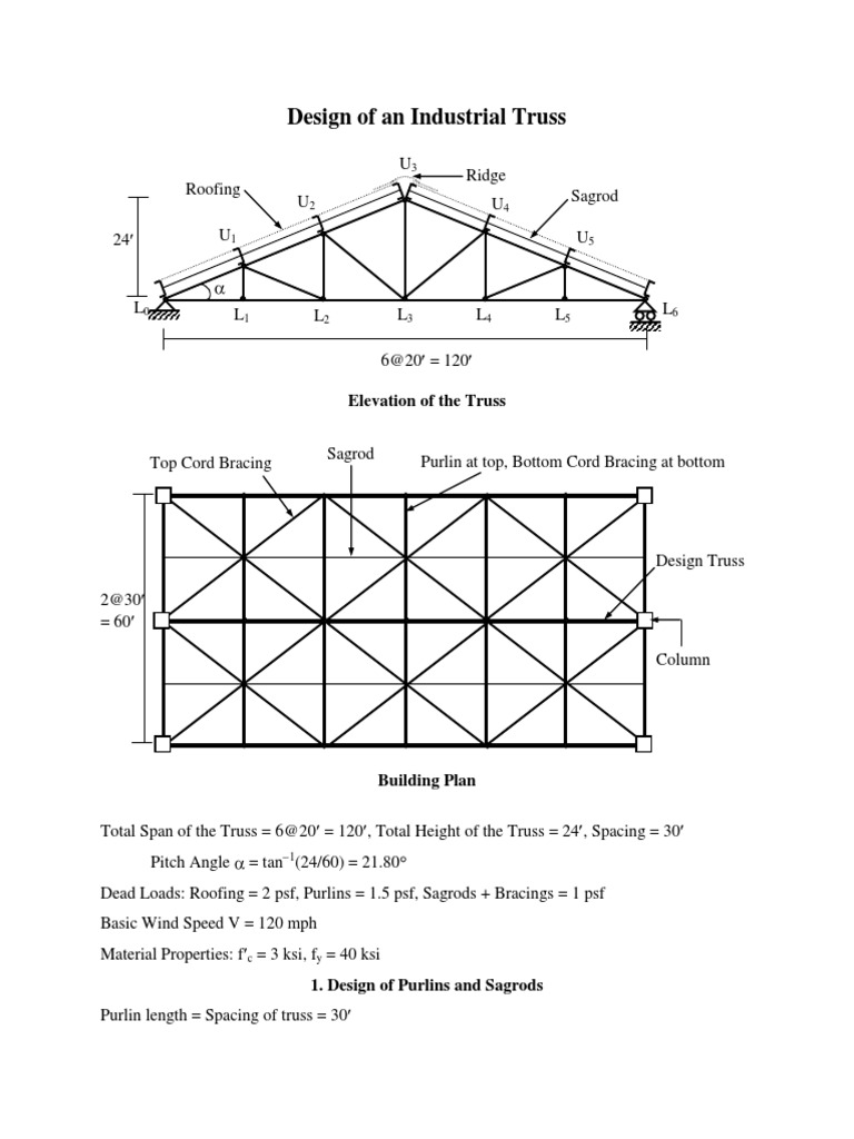 Design of Industrial Truss | PDF | Truss | Stress (Mechanics)