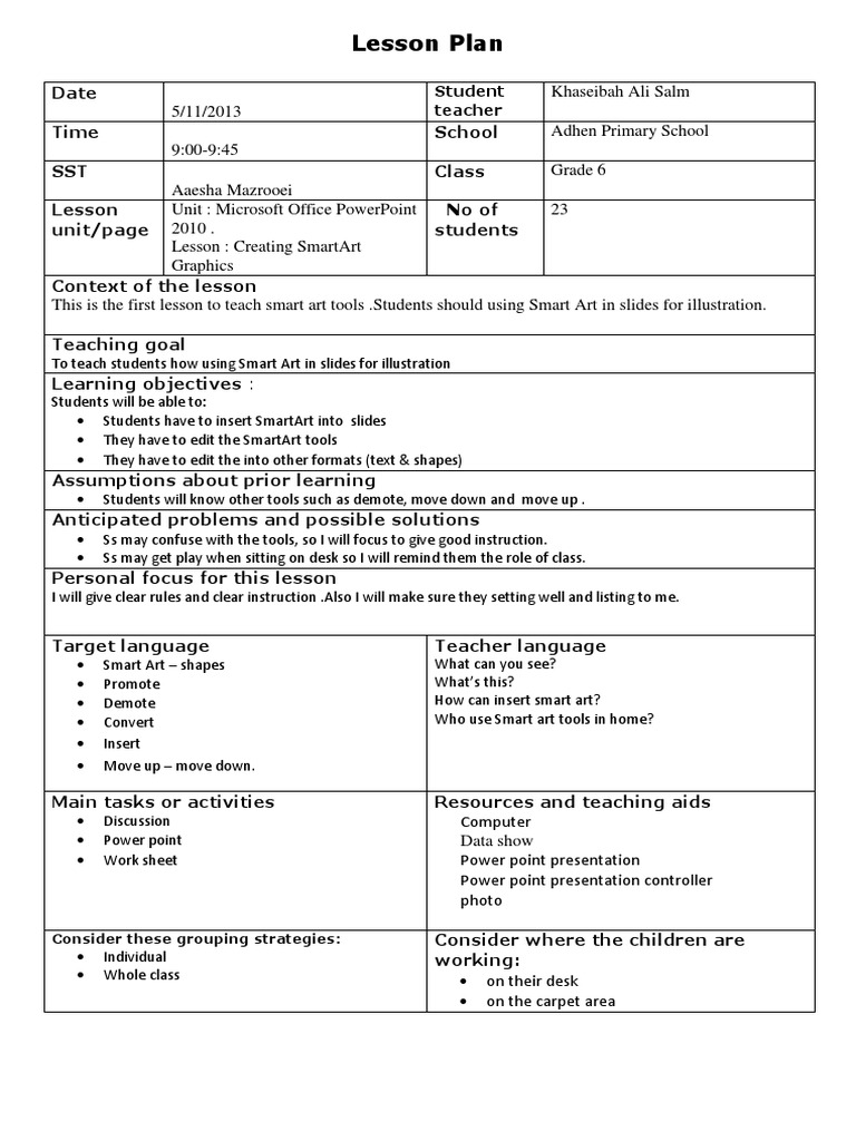 Lesson Plan 1 | PDF | Microsoft Power Point | Lesson Plan