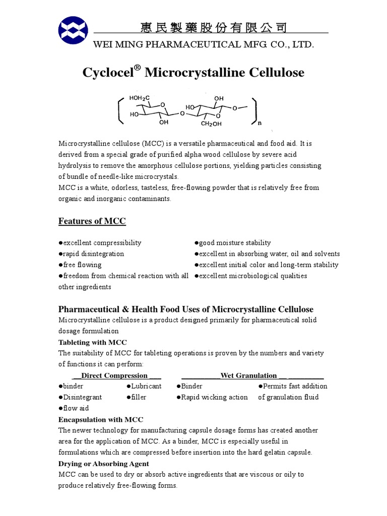 MCC | PDF | Tablet (Pharmacy) | Pharmaceutical Formulation