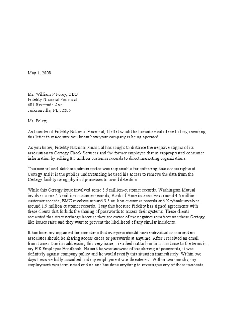 Fidelity CEO William Foley Aware of Federal Violations | PDF ...