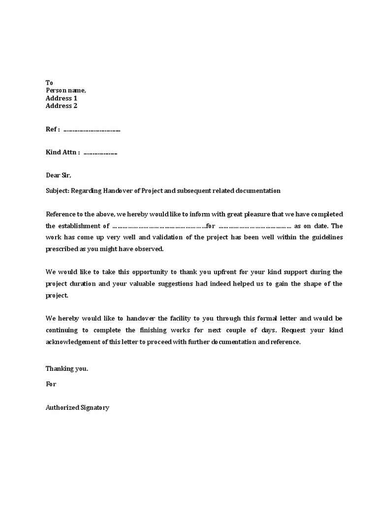 Project Handover Letter - Draft | PDF | Government