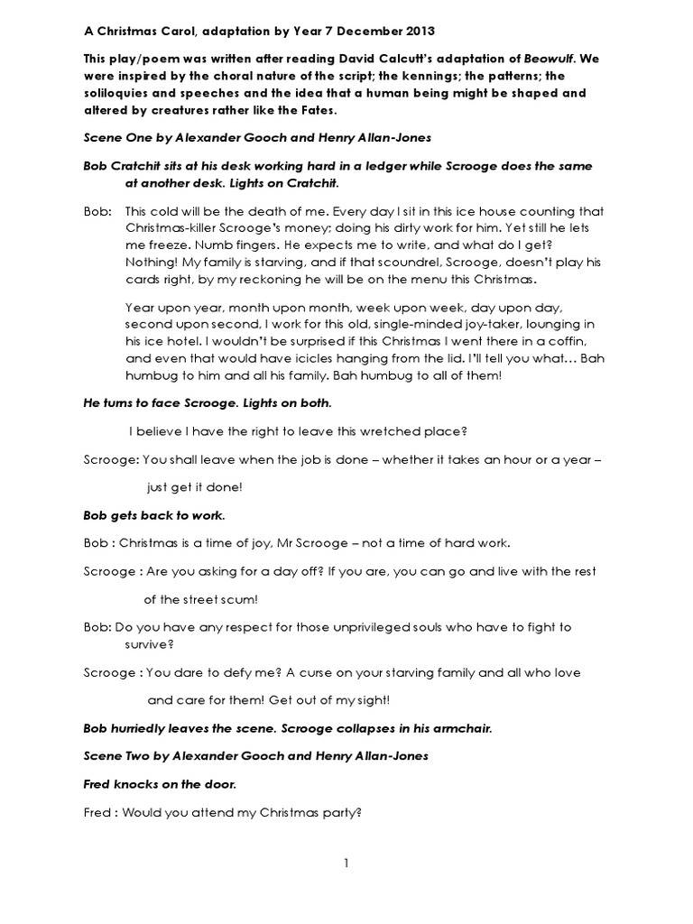 A Christmas Carol: Year 7 Adaptation | PDF | Ebenezer Scrooge | A ...