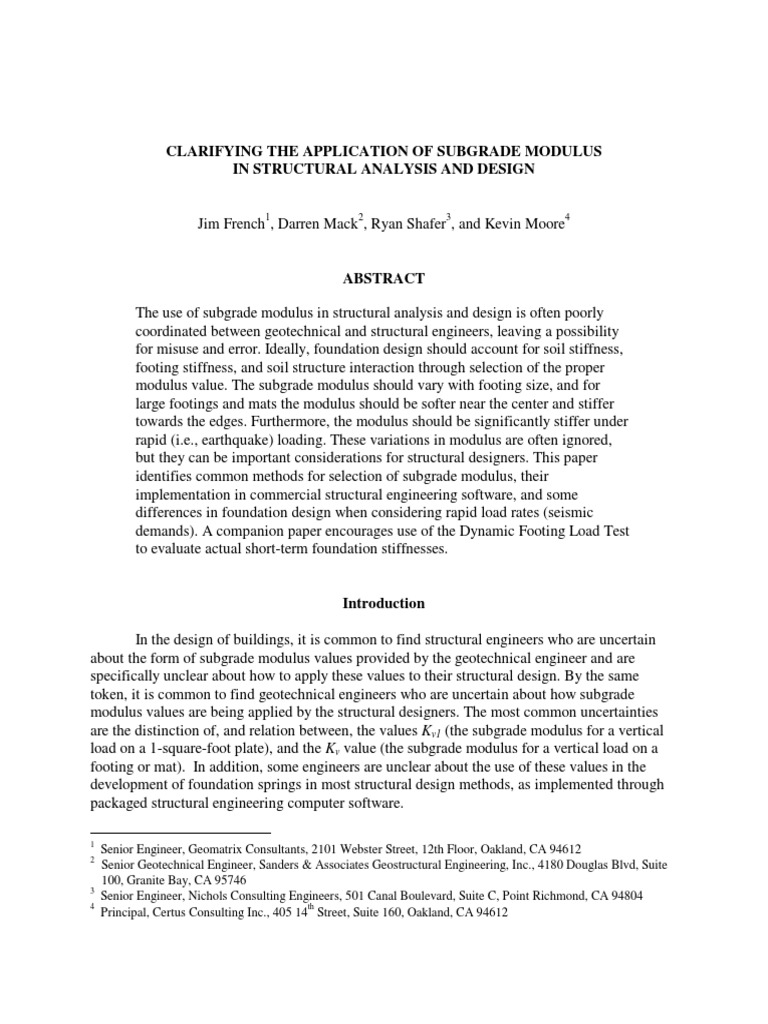 Subgrade Modulus in Structural Engg Design | PDF