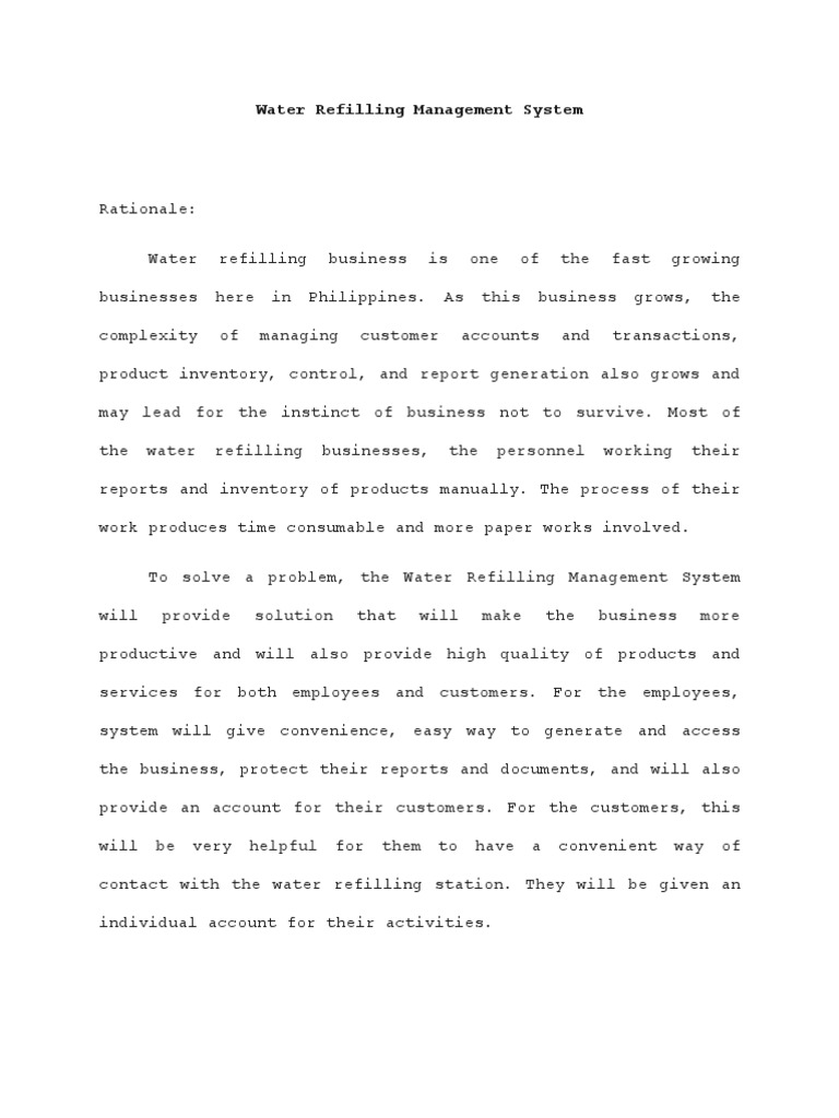 Water Refilling System | Inventory | Customer