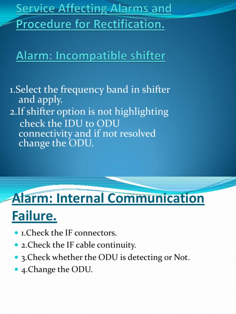 Alarms and Its Rectification Procedure | PDF