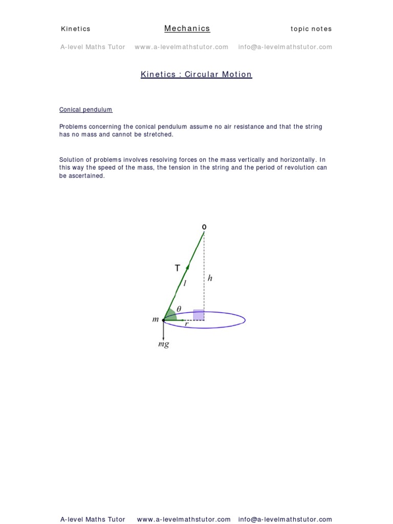 Circular Motion, Kinetics, Mechanics Revision Notes From A-Level Maths ...