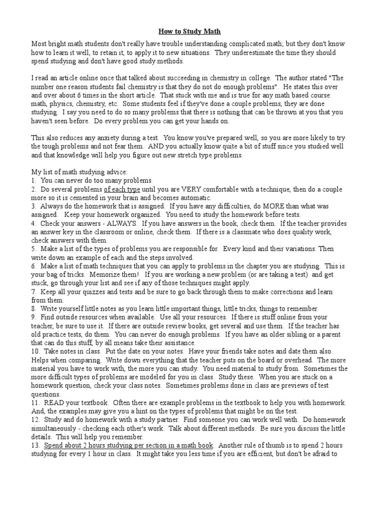 How To Study Math | PDF | Fraction (Mathematics) | Exponentiation